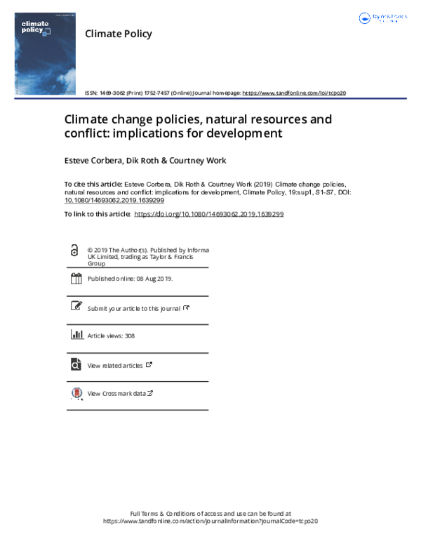 (PDF) Climate change policies, natural resources and conflict ...