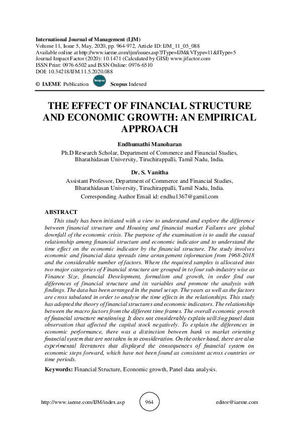 (PDF) THE EFFECT OF FINANCIAL STRUCTURE AND ECONOMIC GROWTH: AN ...