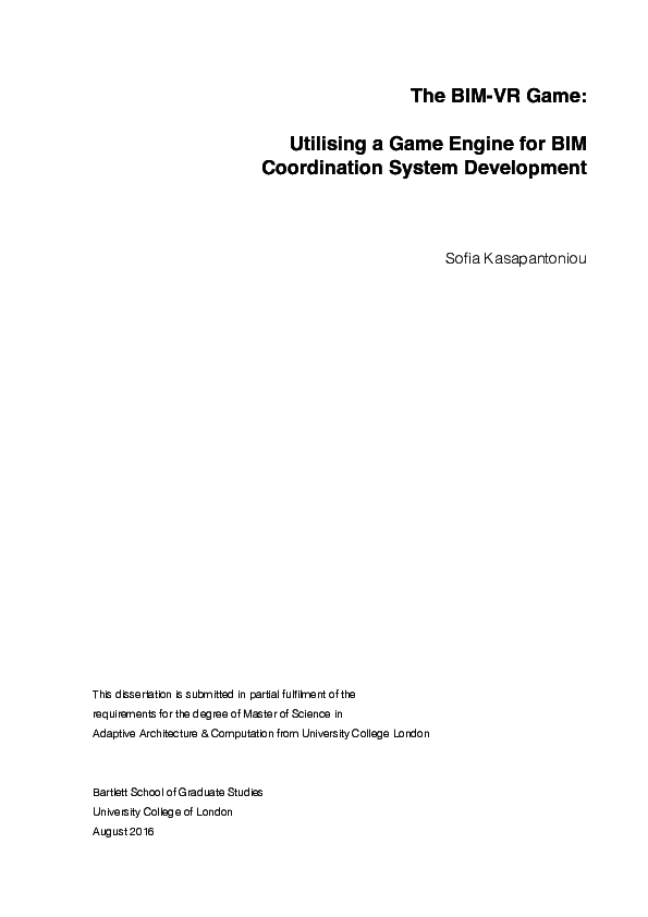 (PDF) The BIM-VR Game: Utilising a Game Engine for BIM Coordination ...