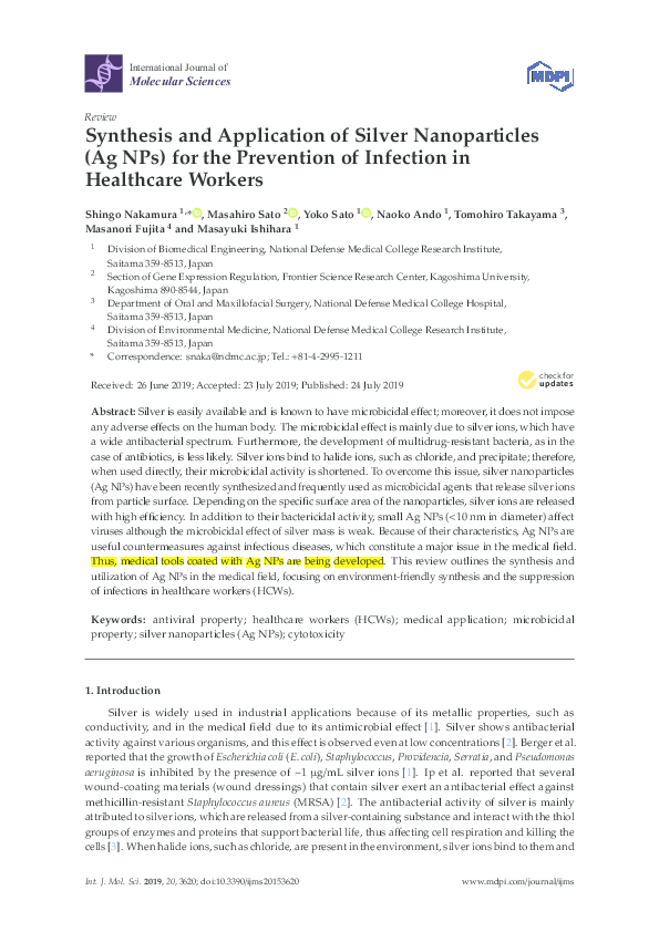 (PDF) Molecular Sciences Synthesis and Application of Silver Nanoparticles (Ag NPs) for the ...