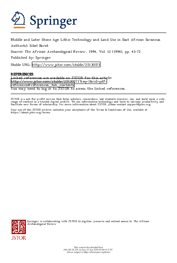 (PDF) Middle and Later Stone Age Lithic Technology and Land Use in East ...