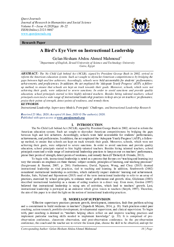 (PDF) A Bird's Eye View on Instructional Leadership