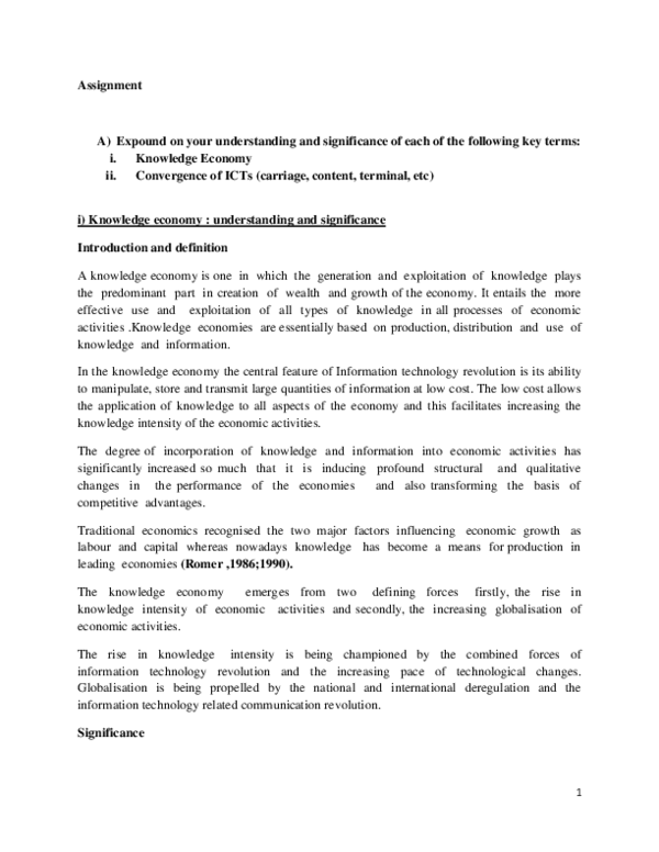 (PDF) Convergence of ICTs, understanding and significance Assignment ...