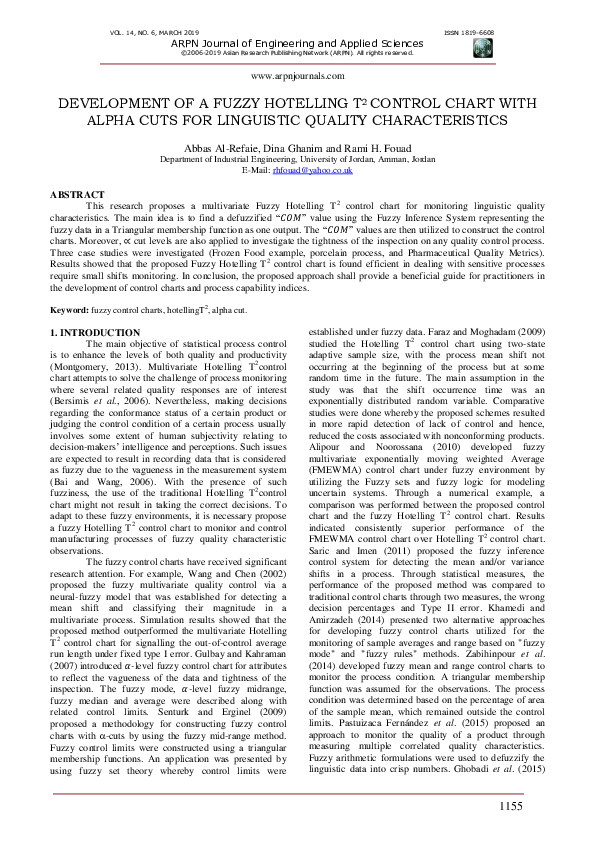 (PDF) DEVELOPMENT OF A FUZZY HOTELLING T 2 CONTROL CHART WITH ALPHA CUTS FOR LINGUISTIC QUALITY ...
