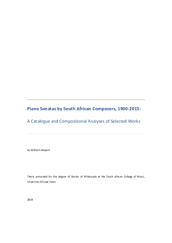 (PDF) Piano Sonatas by South African Composers, 1900-2015: A Catalogue ...
