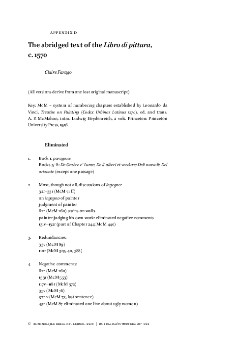 (PDF) The abridged text of the Libro di pittura, c. 1570, Appendix D