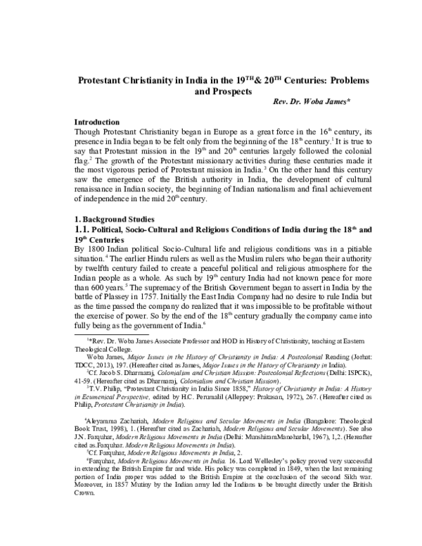 (DOC) Protestant Christianity in India in the 19TH20200611 22220 yjywqa