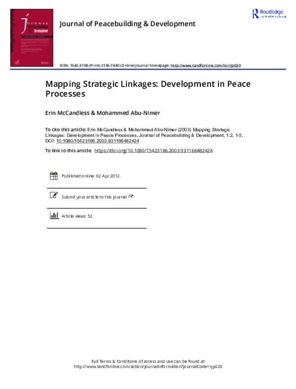 (PDF) Mapping Strategic Linkages Development in Peace Processes