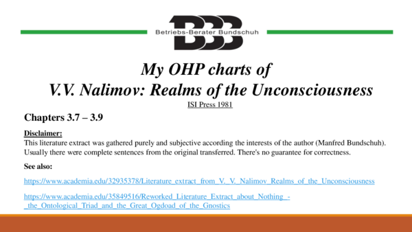 (PDF) my OHP charts of Nalimov: Realms of the Unconsciousness ch. 3.7 - 3.9