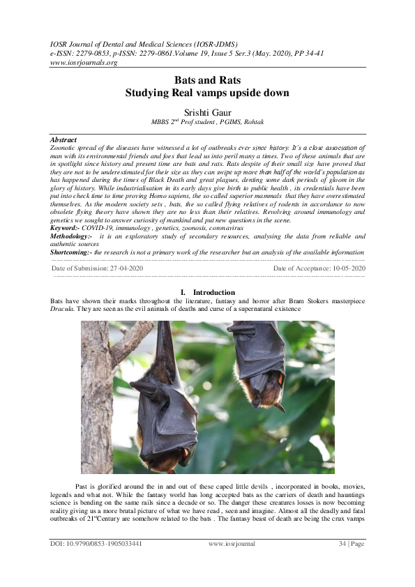 (PDF) Bats and Rats Studying Real vamps upside down