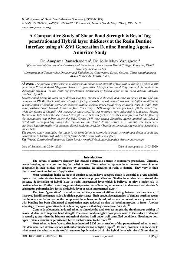 (PDF) A Comparative Study of Shear Bond Strength &Resin Tag ...