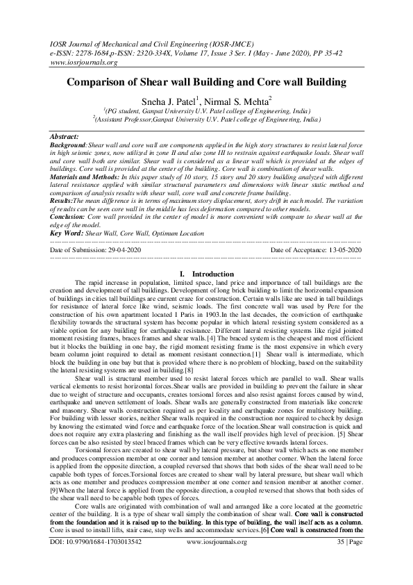 (PDF) Comparison of Shear wall Building and Core wall Building