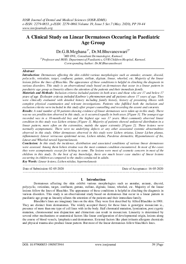 (PDF) A Clinical Study on Linear Dermatoses Occuring in Paediatric Age ...