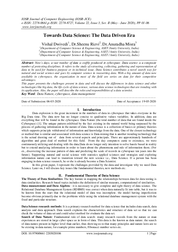 (PDF) Towards Data Science: The Data Driven Era