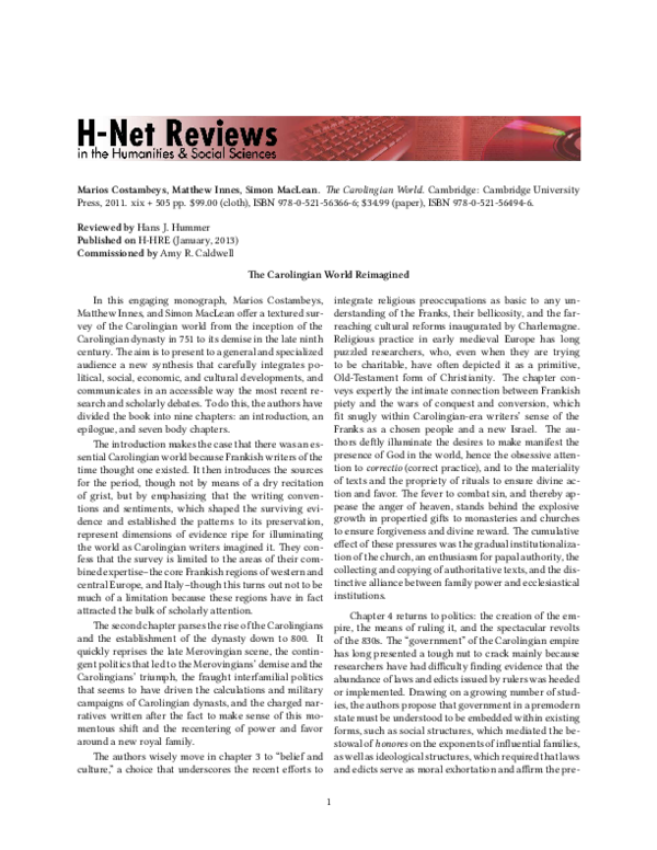 (PDF) The Carolingian World, by Marios Costambeys, Matthew Innes, Simon ...