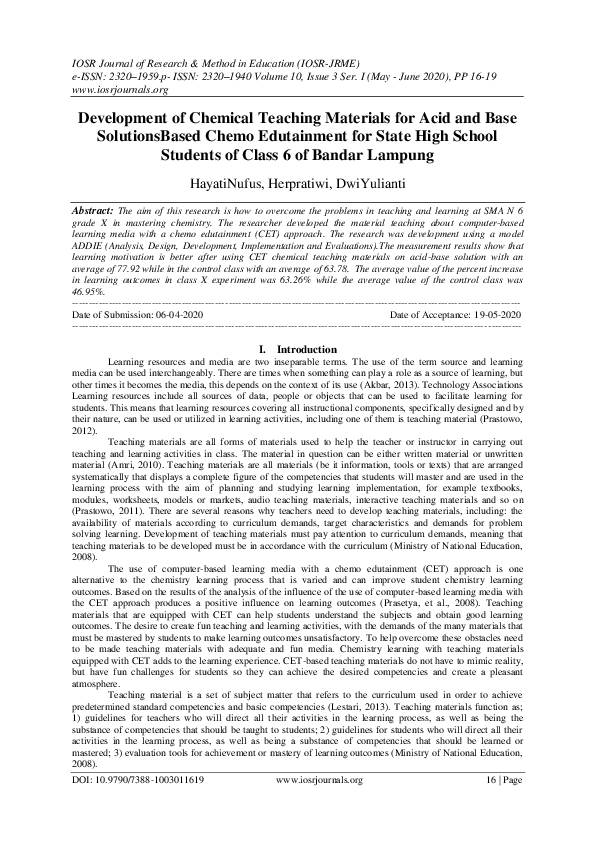 (PDF) Development of Chemical Teaching Materials for Acid and Base ...