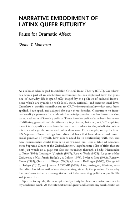 (PDF) Narrative embodiment of Latinx queer futurity: Pause for dramatic ...