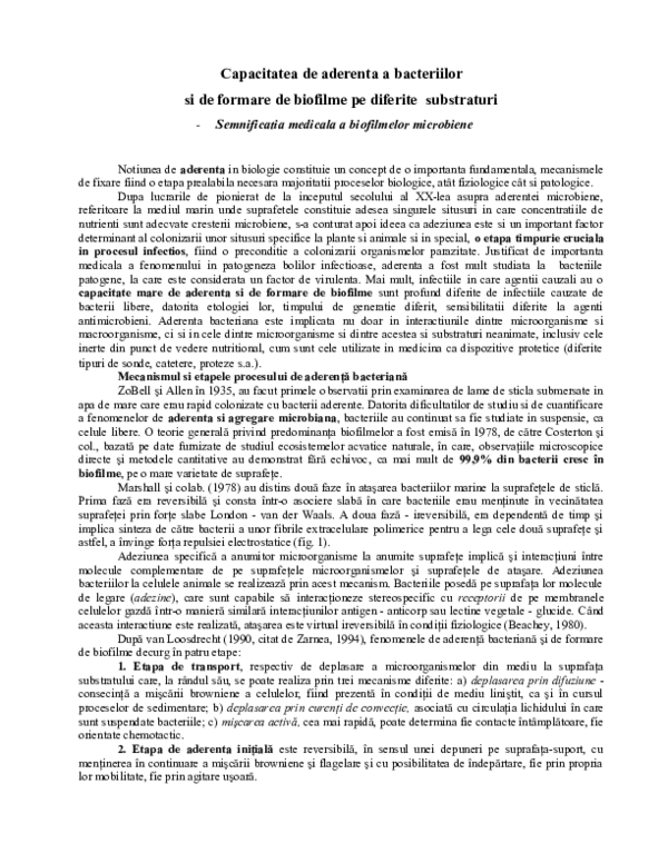 (PDF) Capacitatea de aderenta a bacteriilor si de formare de biofilme ...