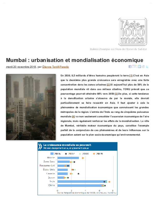 (PDF) Mumbai : urbanisation et mondialisation économique