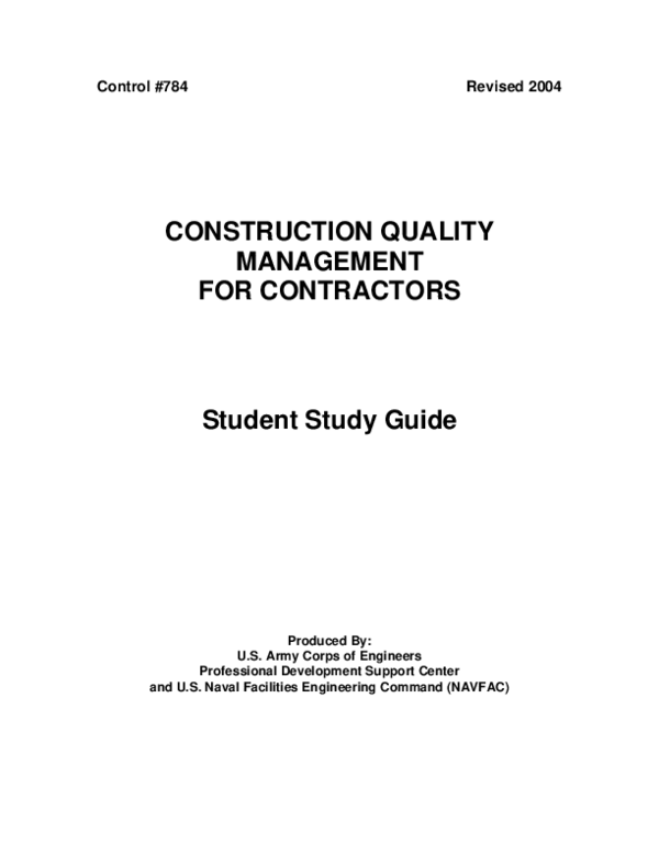 (PDF) CONSTRUCTION QUALITY MANAGEMENT FOR CONTRACTORS Student Study Guide