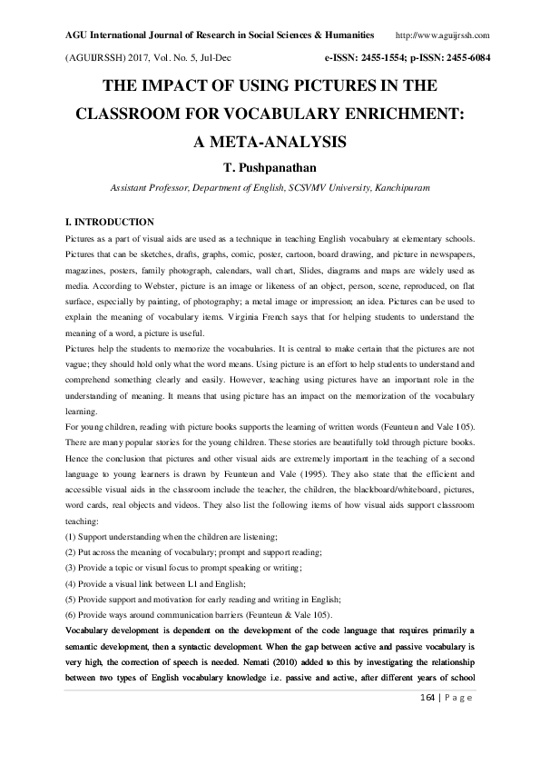 (PDF) THE IMPACT OF USING PICTURES IN THE CLASSROOM FOR VOCABULARY ...