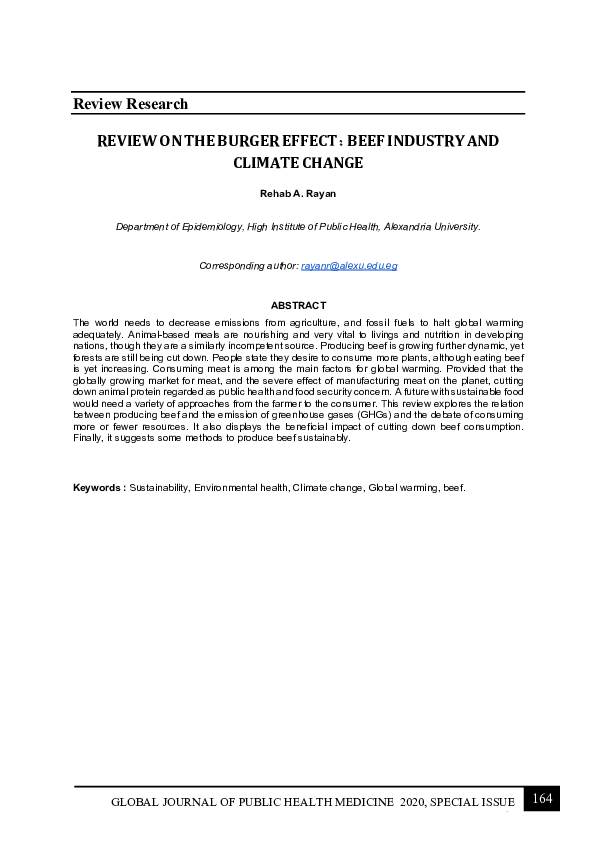 (PDF) REVIEW ON THE BURGER EFFECT: BEEF INDUSTRY AND CLIMATE CHANGE
