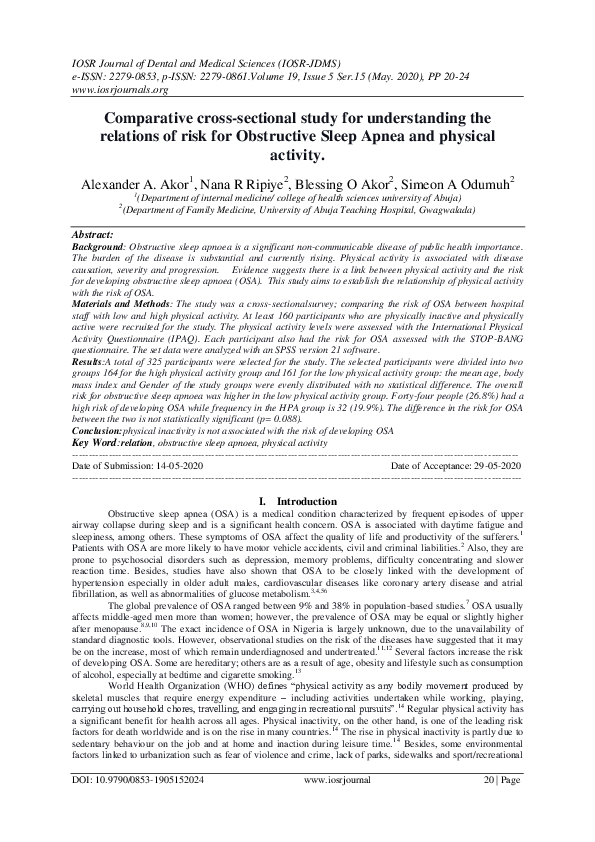 (PDF) Comparative cross-sectional study for understanding the relations ...