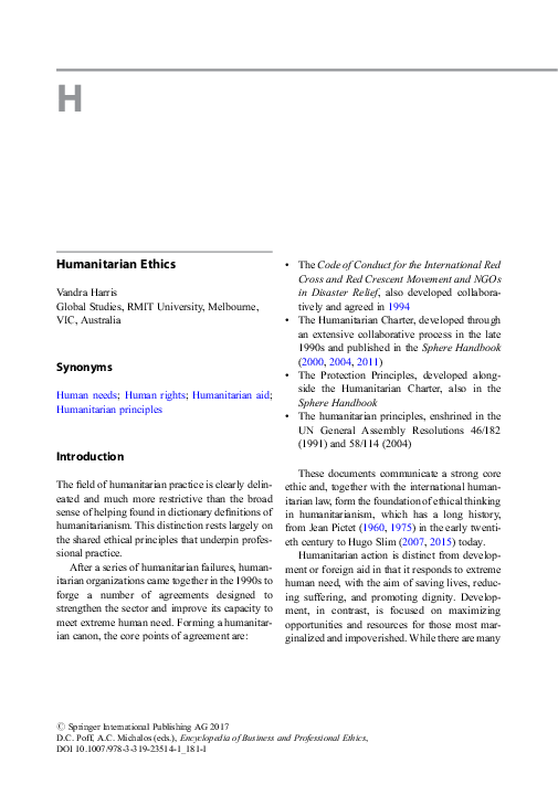 (PDF) Humanitarian Ethics