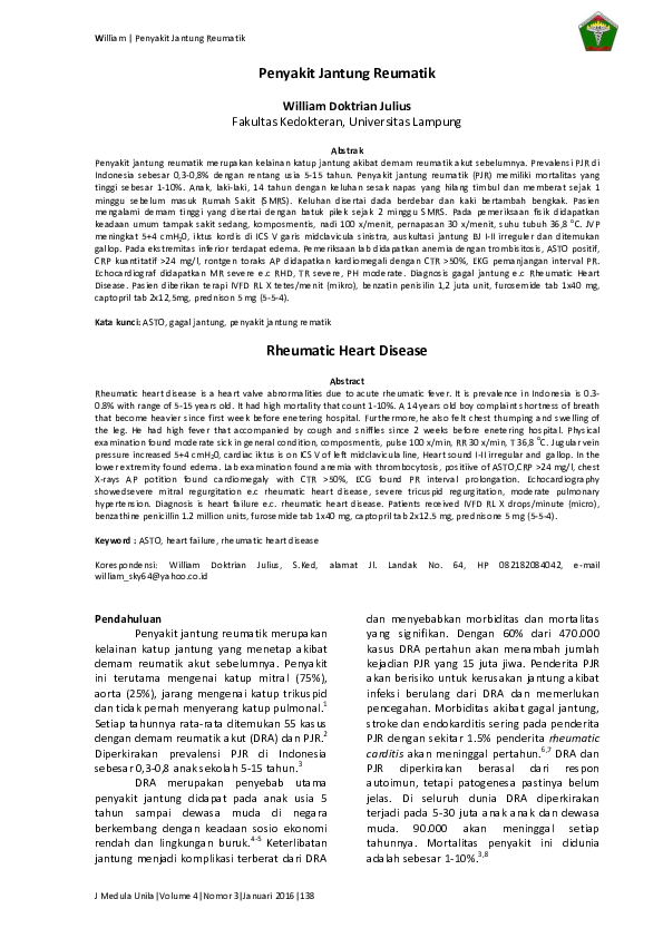 (PDF) Penyakit Jantung Reumatik Rheumatic Heart Disease