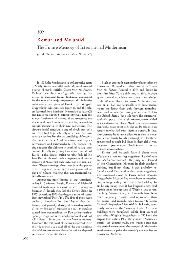 (PDF) Komar and Melamid: The Future Memory of International Modernism
