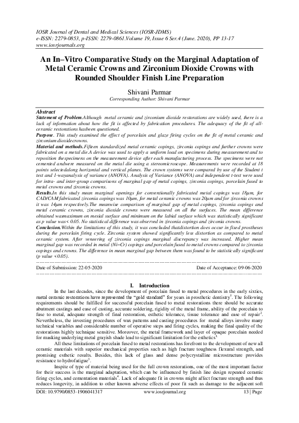 (PDF) An In-Vitro Comparative Study on the Marginal Adaptation of Metal ...