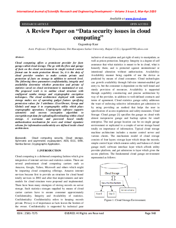 (PDF) A Review Paper on "Data security issues in cloud computing"
