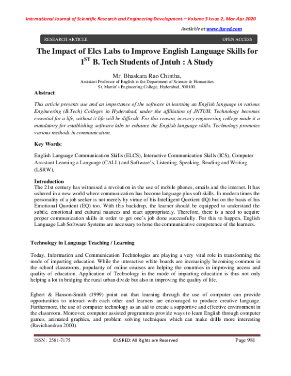 (PDF) The Impact of Elcs Labs to Improve English Language Skills for 1 ...