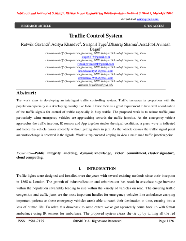 (PDF) Traffic Control System