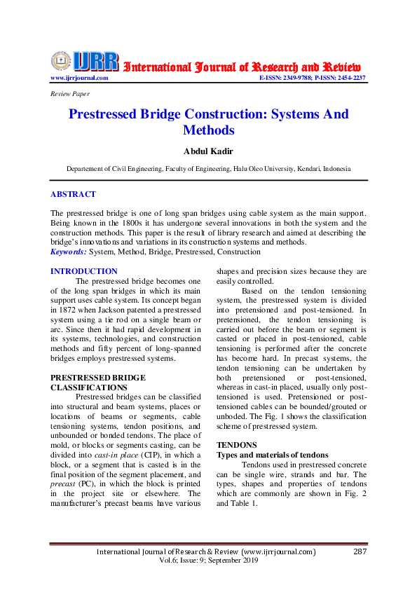 (PDF) Prestressed Bridge Construction: Systems And Methods