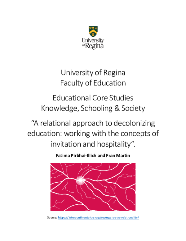 Pdf A Relational Approach To Decolonizing Education Working With The Concepts Of Invitation