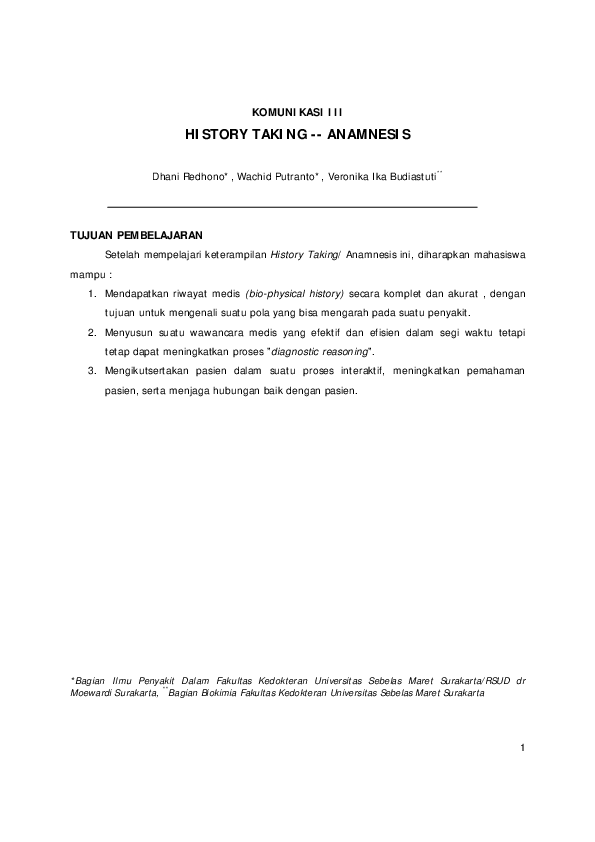 (PDF) HISTORY TAKING --ANAMNESIS