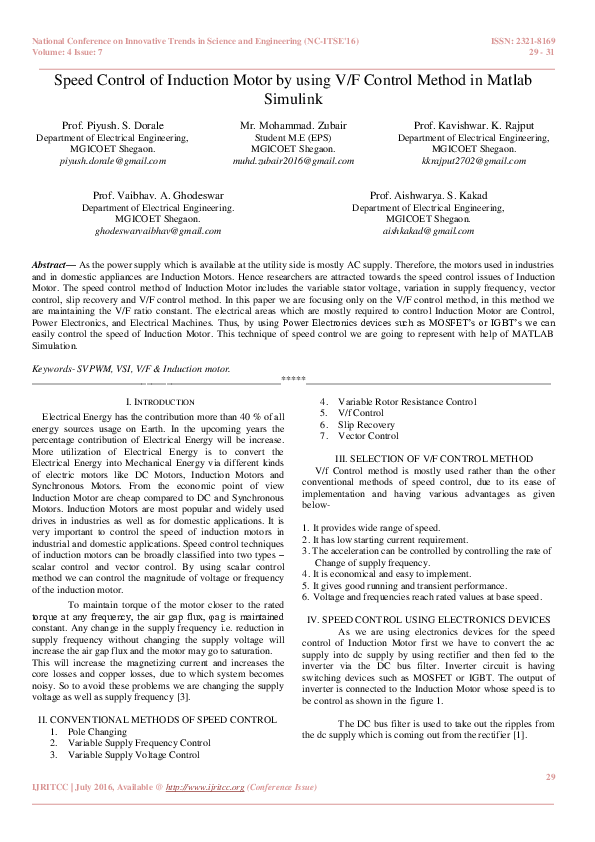 (PDF) National Conference on Innovative Trends in Science and Engineering (NC-ITSE'16) Speed ...