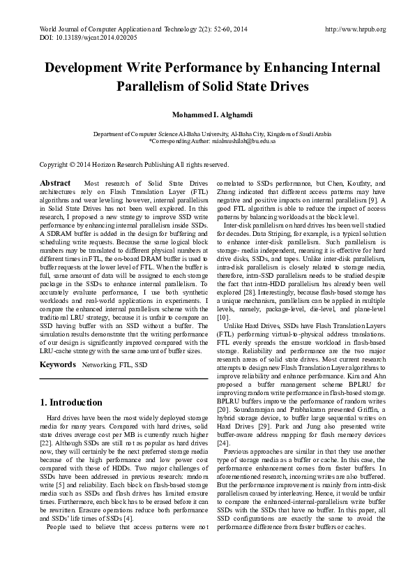 (PDF) Development Write Performance by Enhancing Internal Parallelism of Solid State Drives