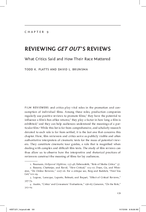 (PDF) Reviewing Get Out’s Reviews: What Critics Discussed and How Their ...