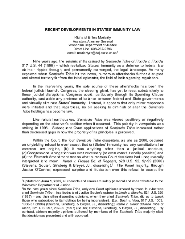 (PDF) RECENT DEVELOPMENTS IN STATES' IMMUNITY LAW