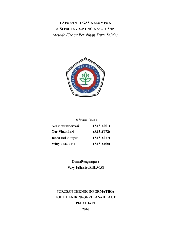 (PDF) "Metode Electre Pemilihan Kartu Seluler"