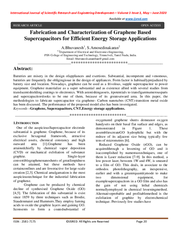(PDF) Fabrication and Characterization of Graphene Based Supercapacitors for Efficient Energy ...