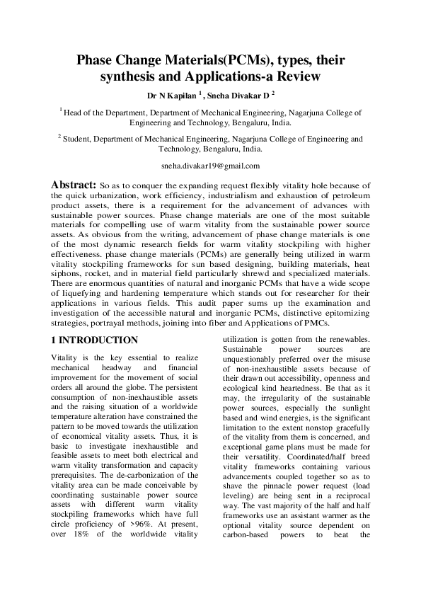 (PDF) Phase Change Materials(PCMs), types, their synthesis and ...