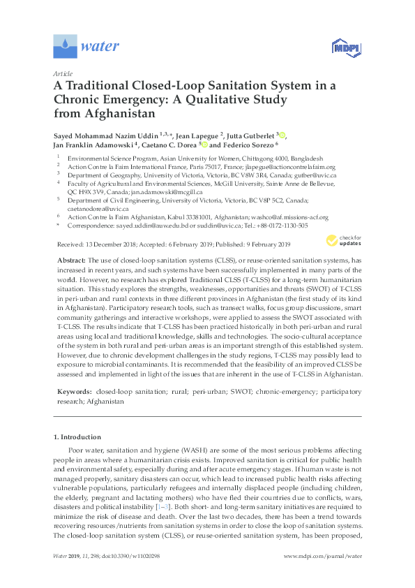 (PDF) A Traditional Closed-Loop Sanitation System in a Chronic ...