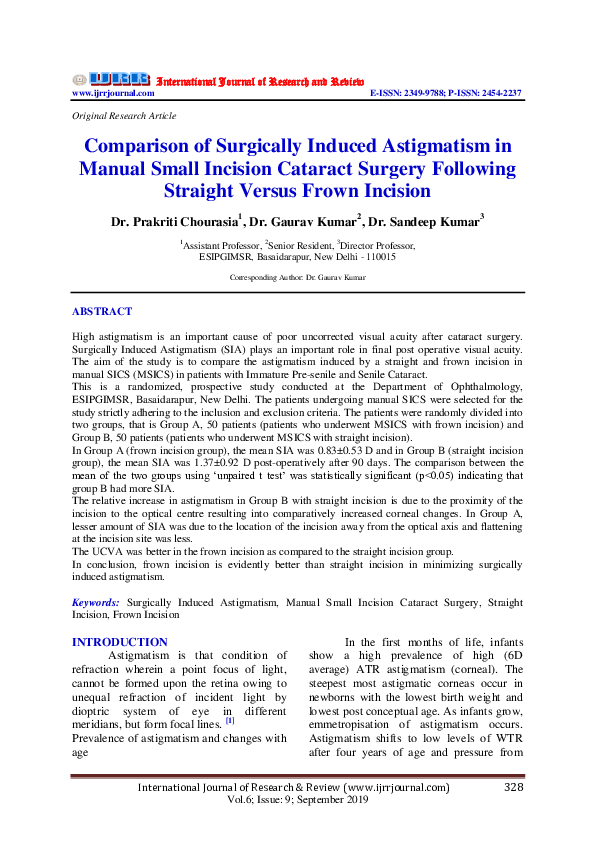 (PDF) Comparison of Surgically Induced Astigmatism in Manual Small ...