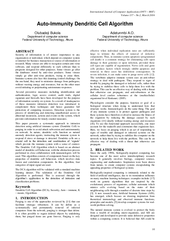 Pdf Dendritic Cell Algorithm And Dempster Belief Theory Based Approach For Intrusion Detection