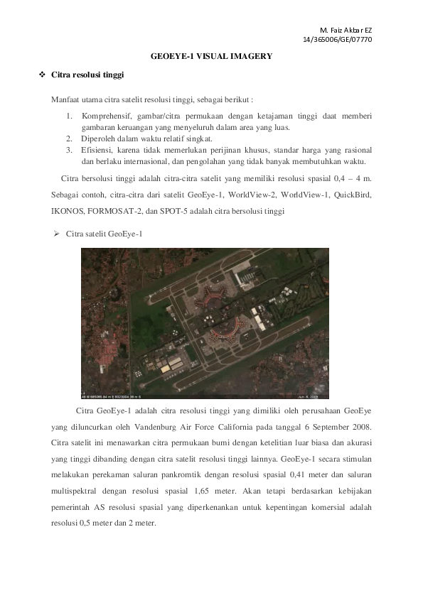 (PDF) Spesifikasi Citra Satelit GeoEye-1 [US]