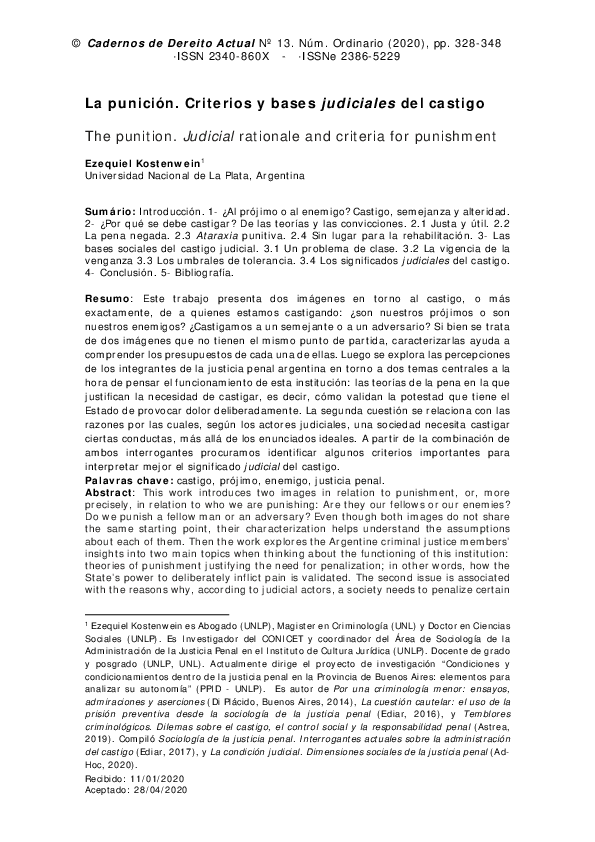 (PDF) La punición. Criterios y bases judiciales del castigo