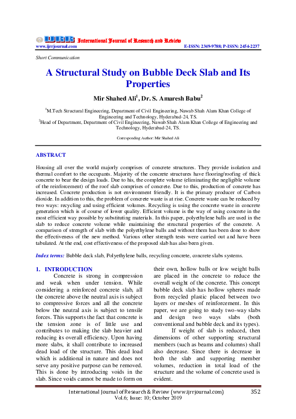 (PDF) A Structural Study on Bubble Deck Slab and Its Properties